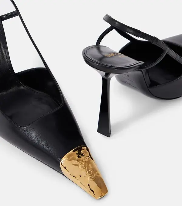 Saint Laurent Jeanne 110 Leather Slingback Pumps - Black