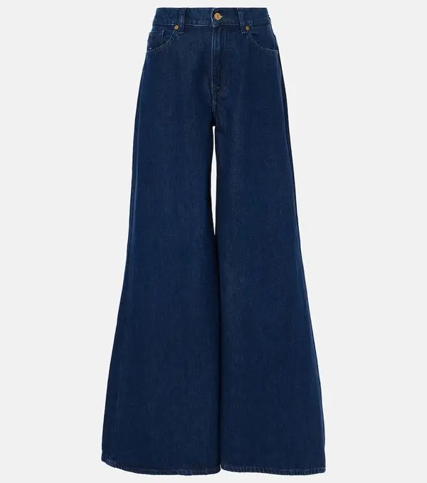 7 For All Mankind Willow Wide-leg High-rise Jeans - Blue