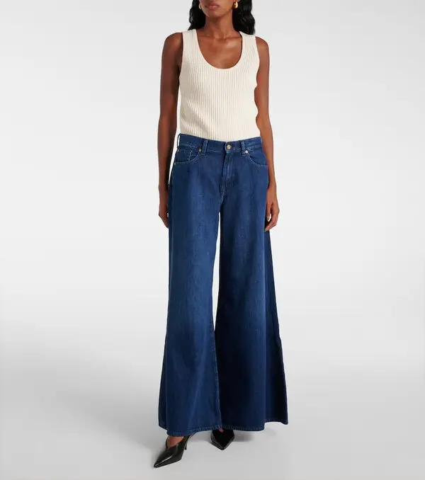 7 For All Mankind Willow Wide-leg High-rise Jeans - Blue