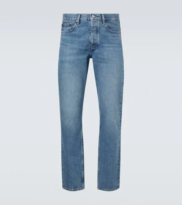 FRAME Mid-rise Straight Jeans In Eternity Wash - Blue