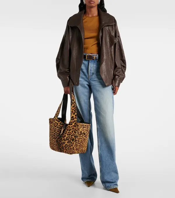 Saint Laurent Le 5 À 7 Leopard-print Shoulder Bag