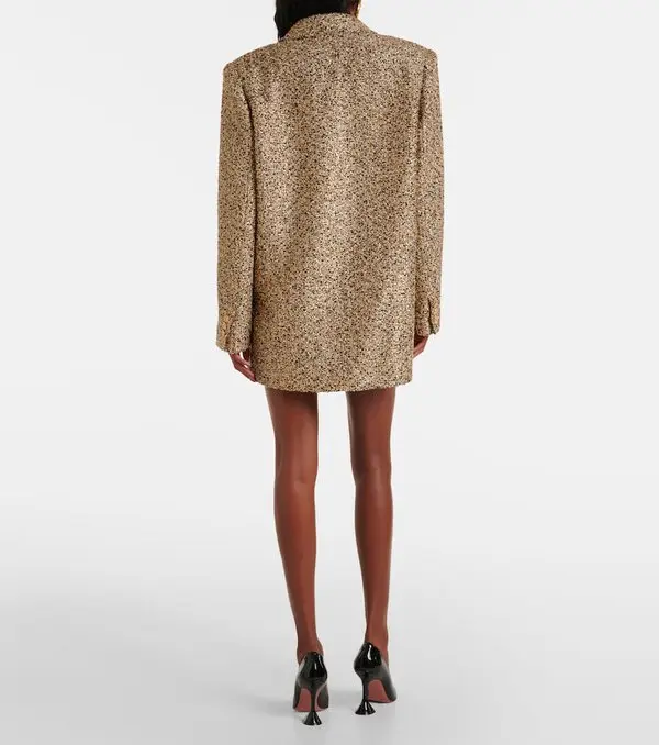 Alessandra Rich Oversized Tweed Lamé Blazer - Brown