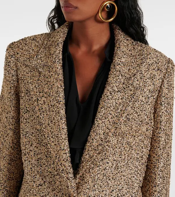 Alessandra Rich Oversized Tweed Lamé Blazer - Brown