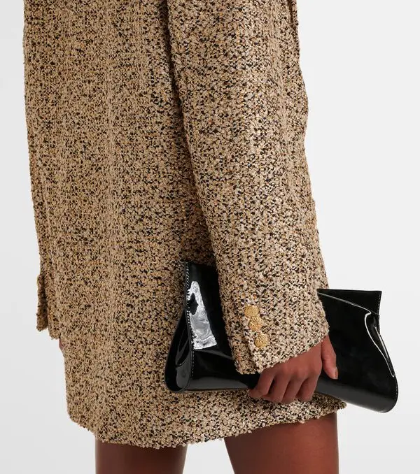 Alessandra Rich Oversized Tweed Lamé Blazer - Brown