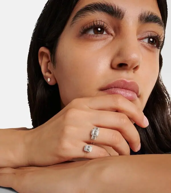 PERSEE Floating Diamond Ring In 18kt White Gold