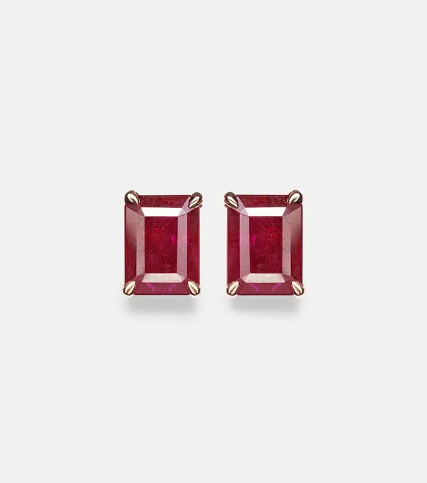 Shay Jewelry 18kt Rose Earrings With Rubies - Gold