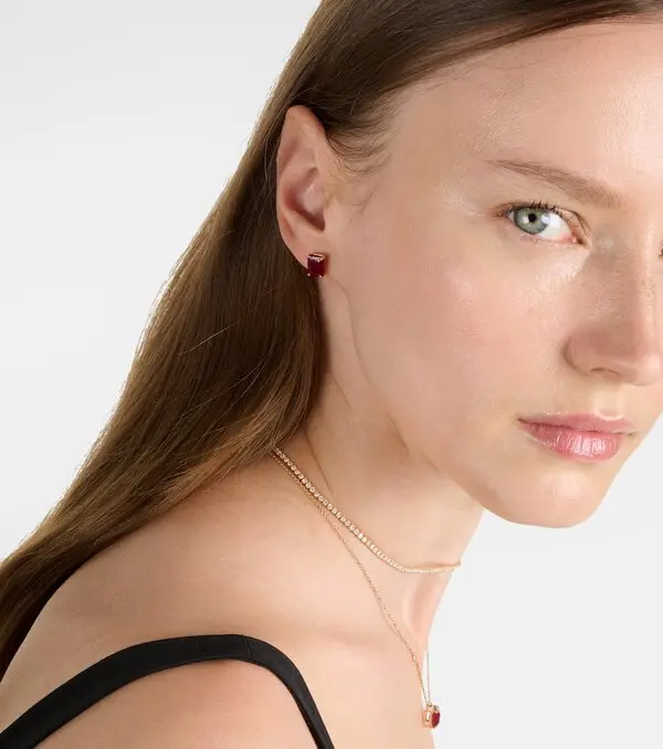 Shay Jewelry 18kt Rose Earrings With Rubies