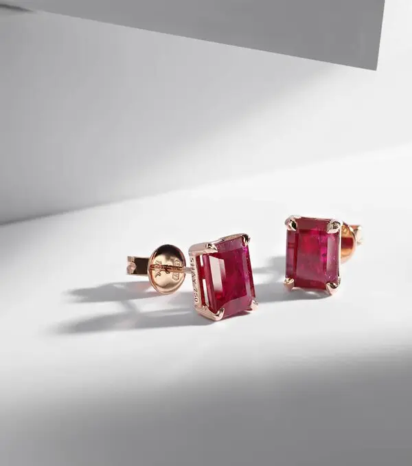Shay Jewelry 18kt Rose Earrings With Rubies