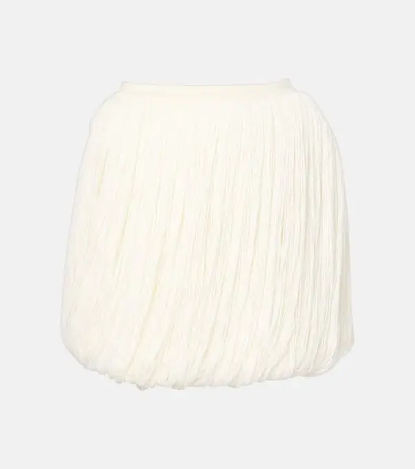Alaïa Fringed Wool Miniskirt - White