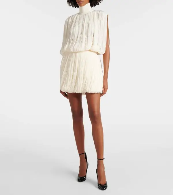 Alaïa Fringed Wool Miniskirt - White