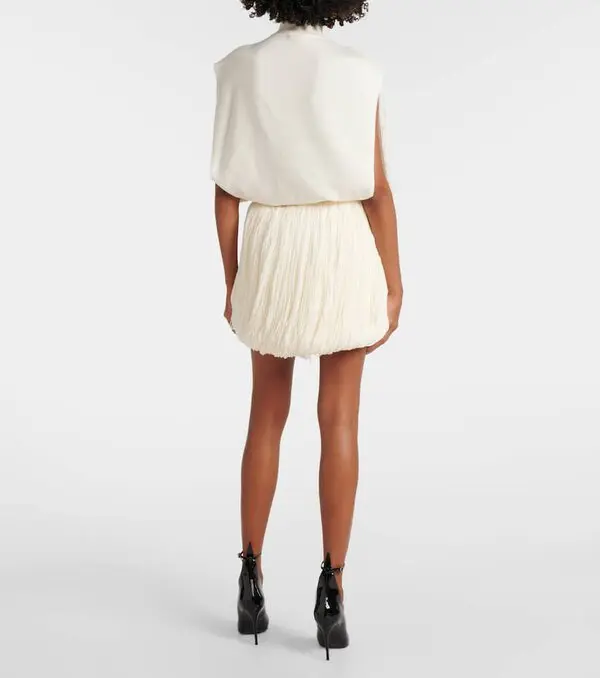 Alaïa Fringed Wool Miniskirt - White