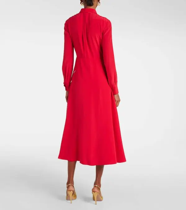 Valentino Garavani Crêpe De Chine Midi Dress With Contrast Tie Detail - Multicoloured