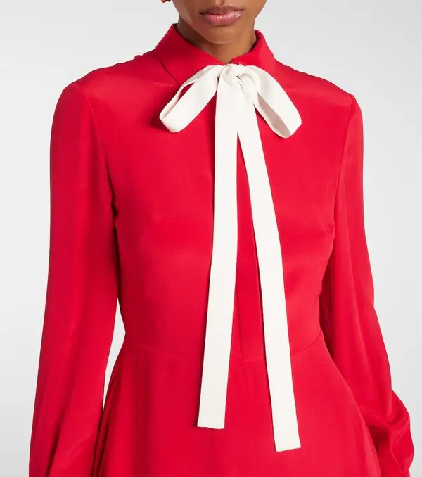 Valentino Garavani Crêpe De Chine Midi Dress With Contrast Tie Detail - Multicoloured