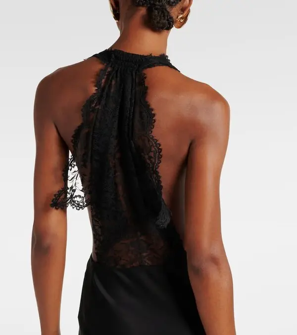 Saint Laurent Lace-trimmed Silk Gown