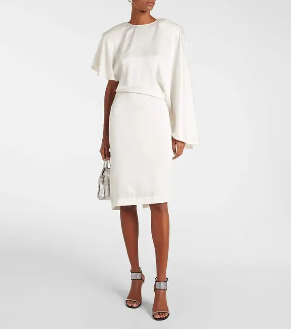 Stella McCartney Asymmetric Crêpe Satin Midi Dress - White