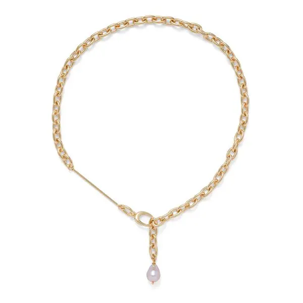 Lady Grey Margot Cultured Pearl Lariat Necklace - Gold/pearl