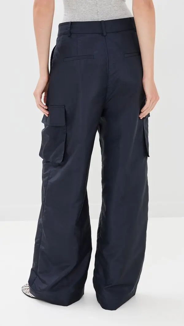 Tibi Crispy Nylon Stella Pleated Cargo Pants