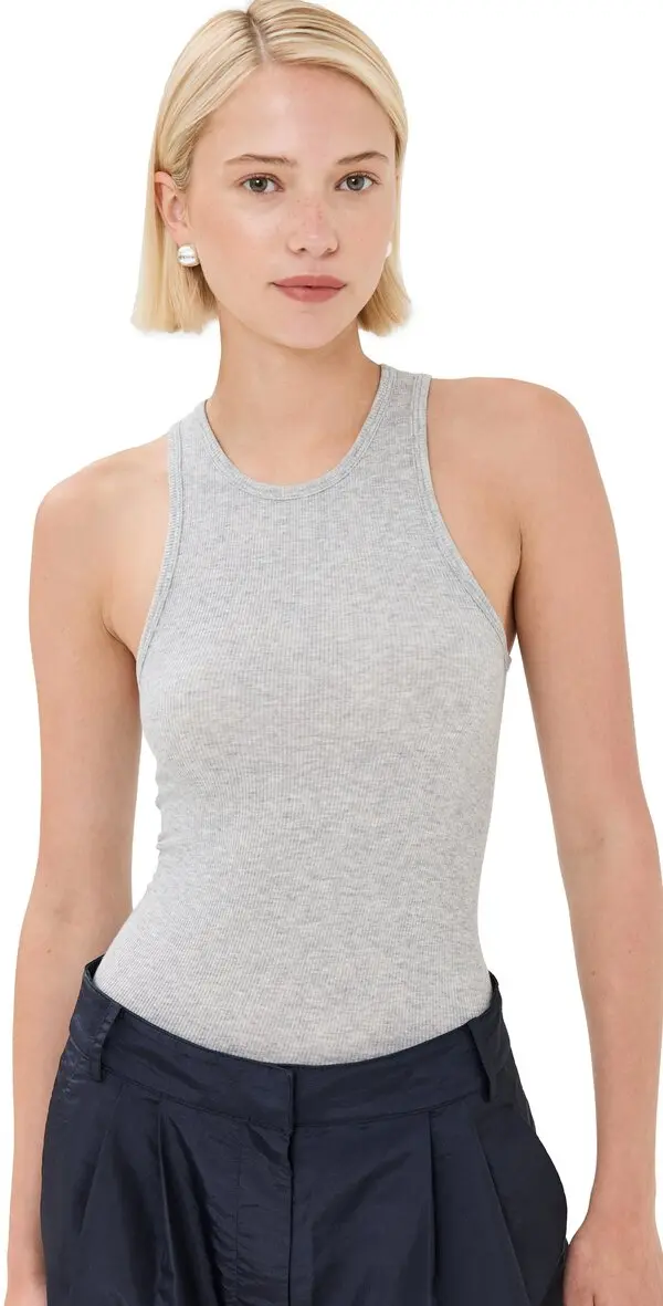 Tibi Circular Fine Rib Tank - Heather Grey