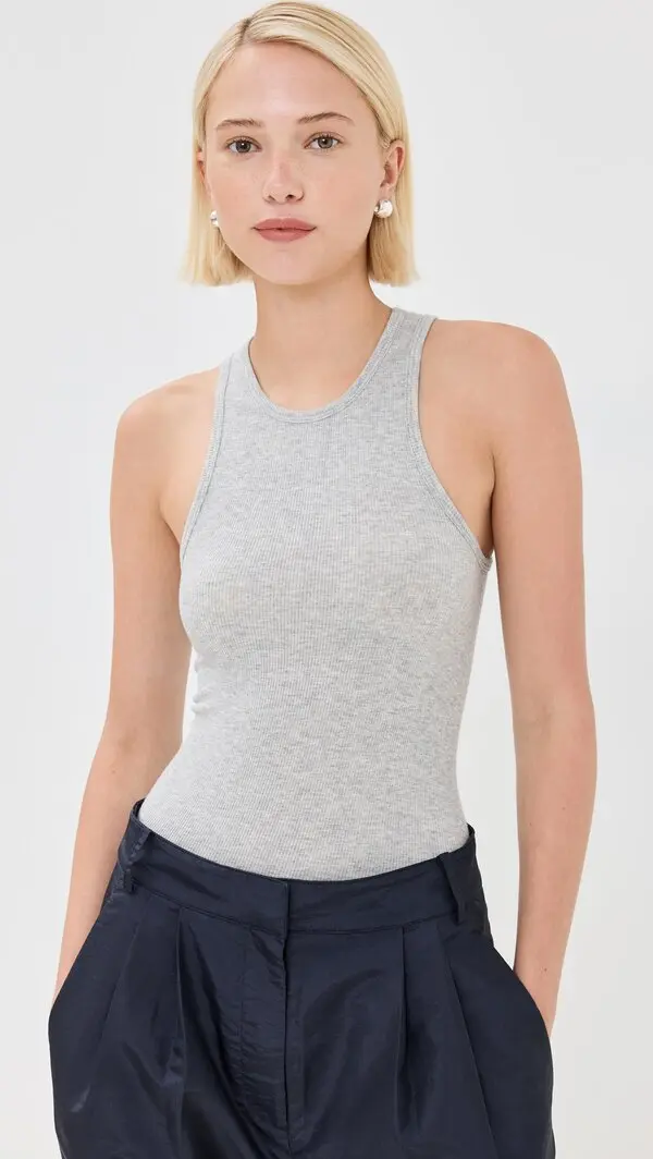 Tibi Circular Fine Rib Tank - Heather Grey