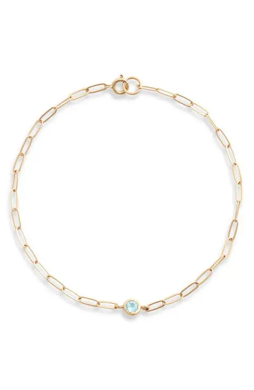 Anzie 14k Gold Bezel Pendant Bracelet - Aquamarine Blue