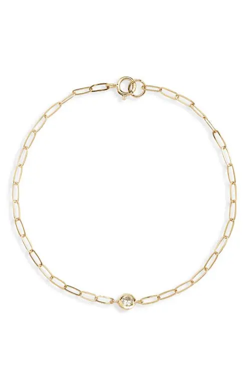 Anzie 14k Gold Bezel Pendant Bracelet - Diamond