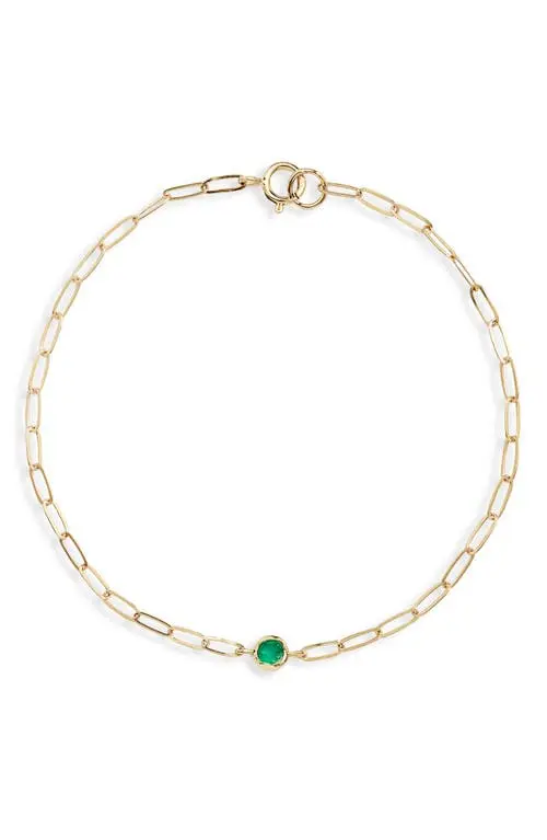 Anzie 14k Gold Bezel Pendant Bracelet - Emerald Green