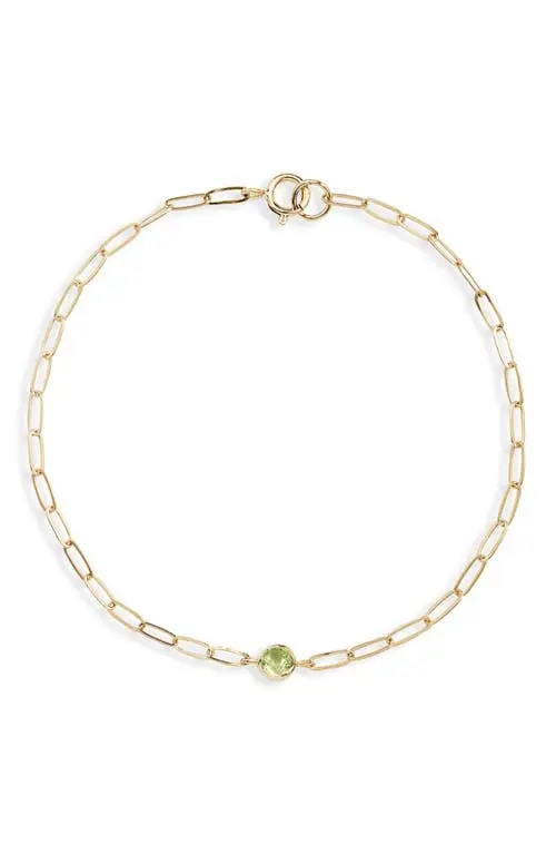 Anzie 14k Gold Bezel Pendant Bracelet - Peridot Green