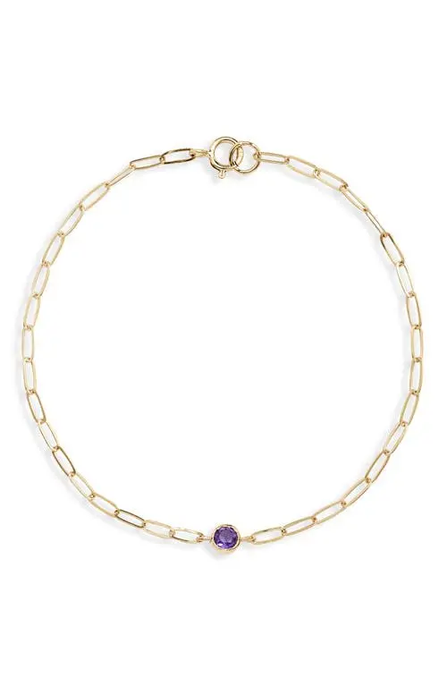 Anzie 14k Gold Bezel Pendant Bracelet - Purple