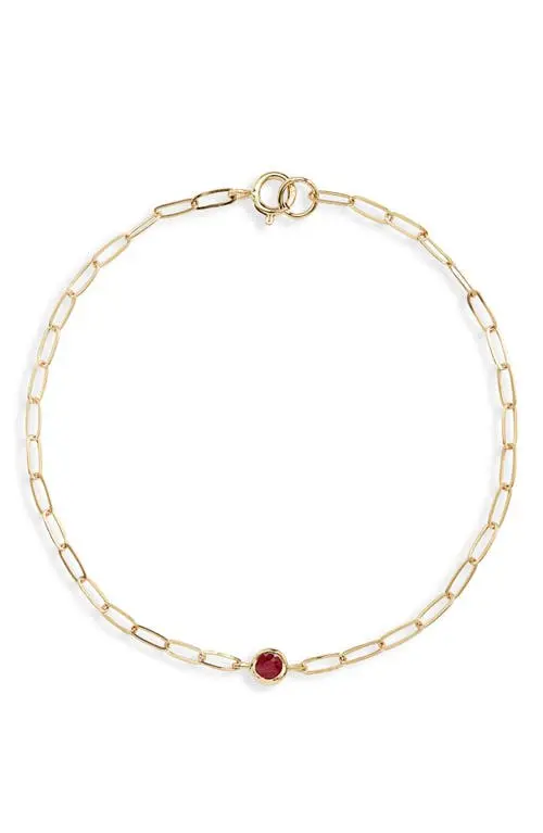 Anzie 14k Gold Bezel Pendant Bracelet - Ruby