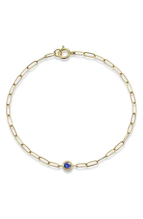 Anzie 14k Gold Bezel Pendant Bracelet - Saphire Blue