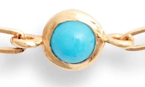 Anzie 14k Gold Bezel Pendant Bracelet - Turquoise/aqua