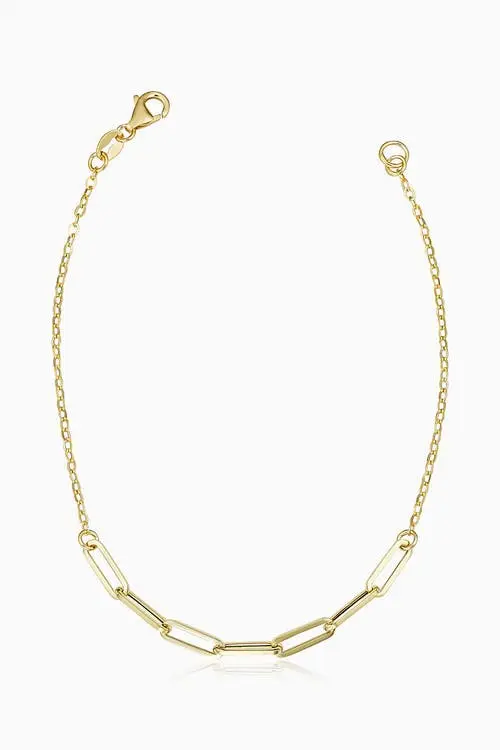 ORADINA 14k Venice Center Cut Link Bracelet - Yellow Gold