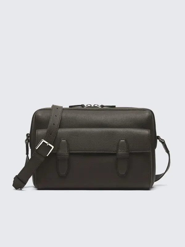 Brioni Grained Leather Messenger Bag
