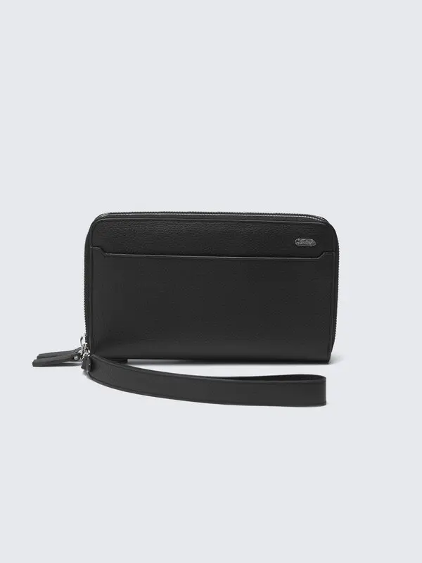 Brioni Grained Leather Double Zip Wallet