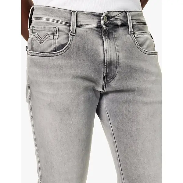 REPLAY Anbass Hyperflex Slim-leg Stretch-denim Jeans - Medium Grey