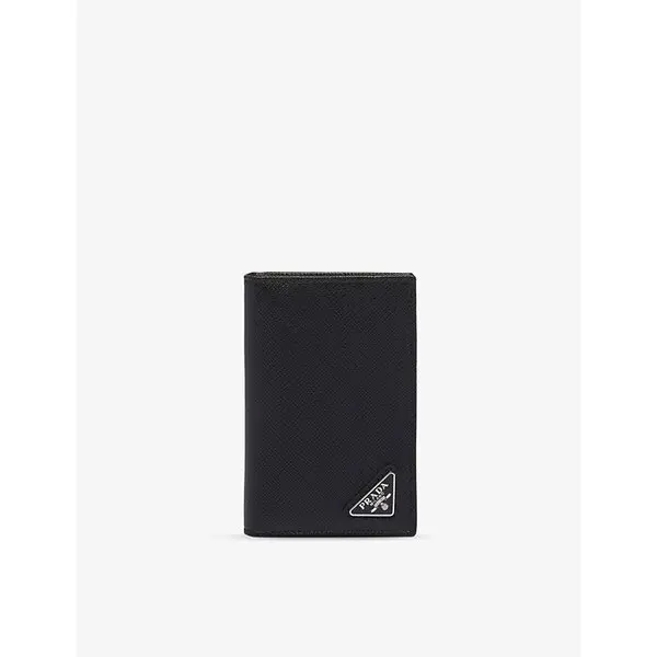 Prada Logo-plaque Leather Bifold Wallet - Black