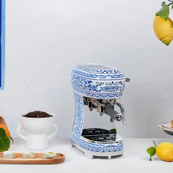 SMEG Dolce & Gabbana 50's Retro Style Aesthetic Blu Mediterraneo Espresso Coffee Machine