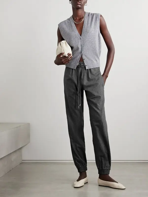 Unknown Valentina Stretch-wool And Cashmere-blend Tapered Track Pants