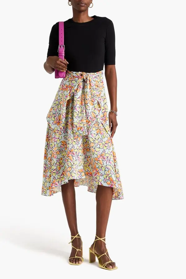Maje Knotted Floral-print Midi Dress