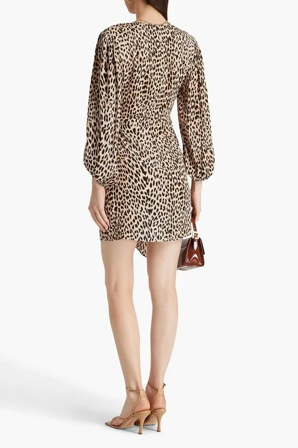 Maje Ruffled Leopard-print Crepe Mini Dress