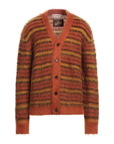 Marni Mohair Blend Striped Cardigan - Orange