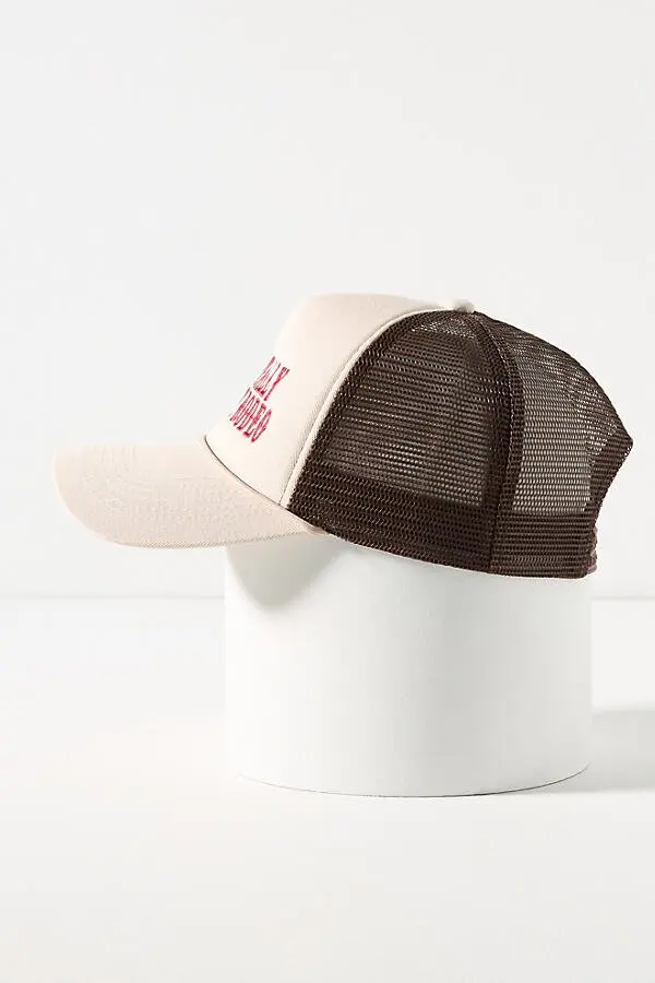 New Anthropologie Le Rodeo Worn West Beige and Brown Embroidered Cap Worn/West Cherry Trucker Hat In Brown - 29% Off | Editorialist main image 2