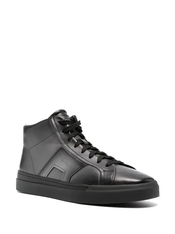 Santoni Logo-debossed Leather Sneakers - Grey