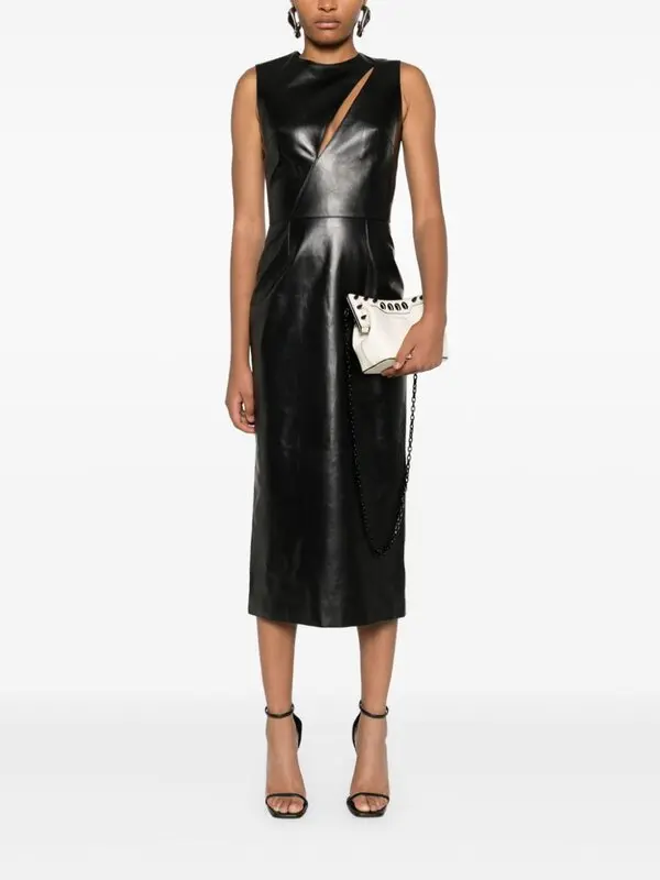 Alexander Mcqueen Lambskin Midi Dress In Black - 69% Off | Editorialist