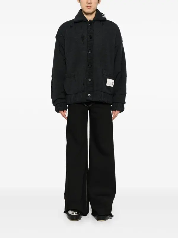 Mihara Yasuhiro Distressed Wool-blend Cardigan