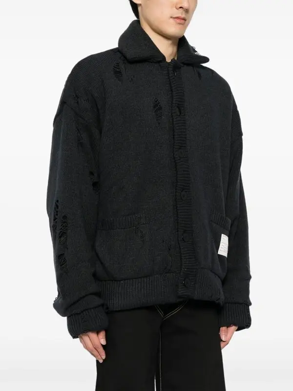 Mihara Yasuhiro Distressed Wool-blend Cardigan