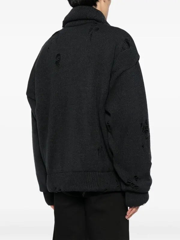Mihara Yasuhiro Distressed Wool-blend Cardigan