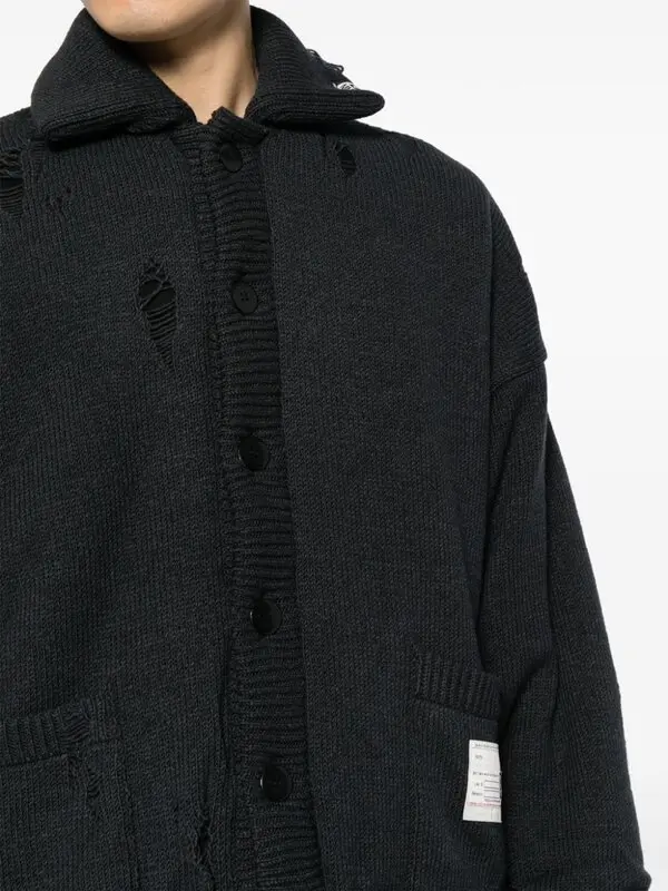 Mihara Yasuhiro Distressed Wool-blend Cardigan