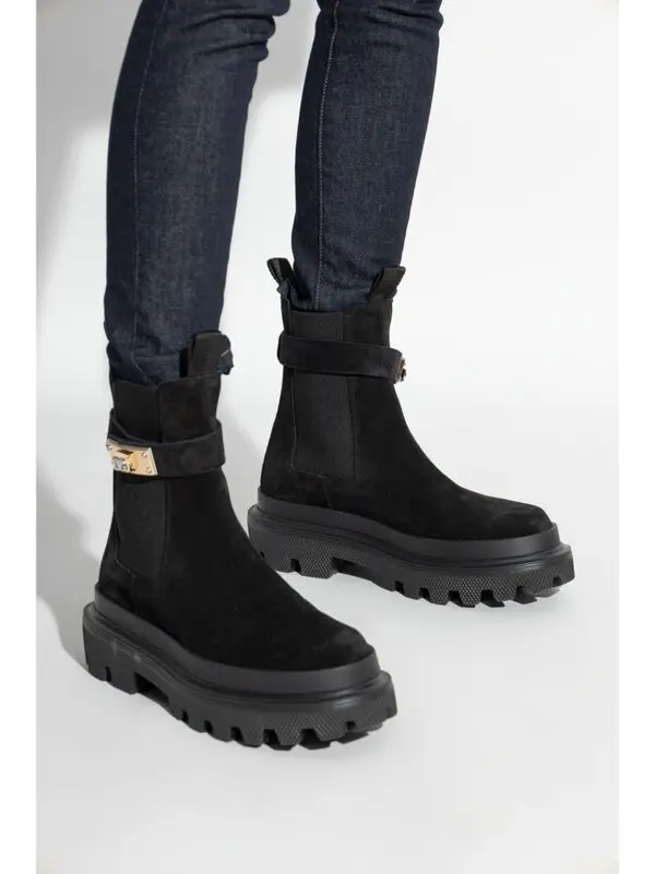 Dolce & Gabbana Logo-plaque Chelsea Boots - Black