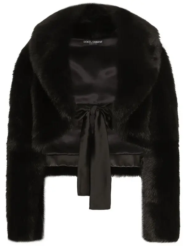 Dolce & Gabbana Belted Faux-fur Jacket - Black